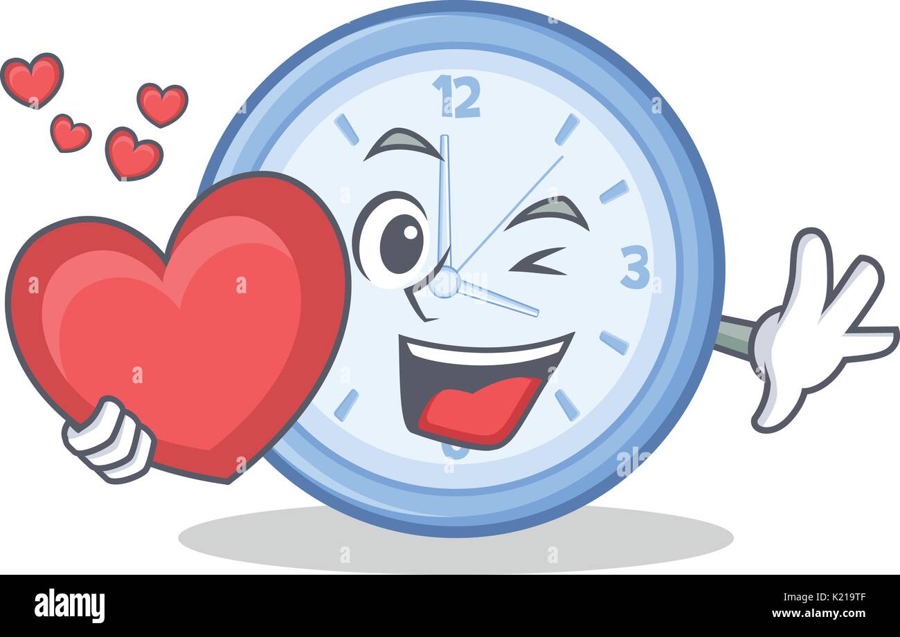 Heart clock character cartoon hi-res stock photography and images - Alamy