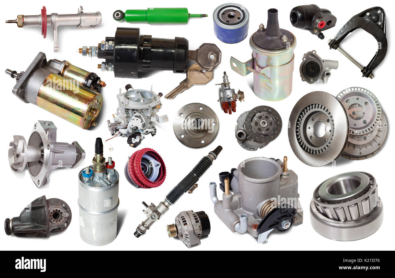 big collection of mechanical auto parts for maintenance isolated on ...