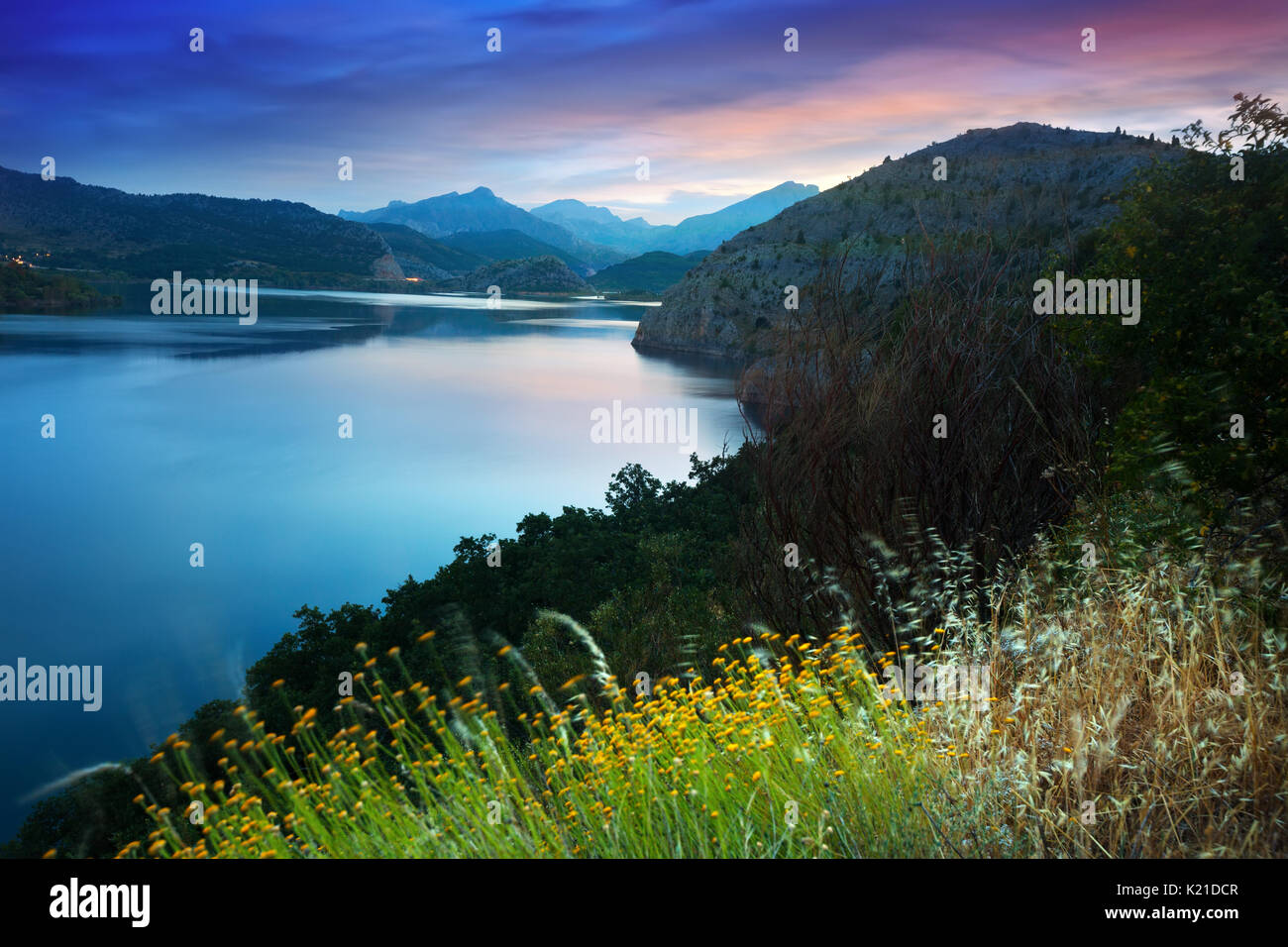 mountains lake in summer sunrise. Leon, Spain Stock Photo - Alamy