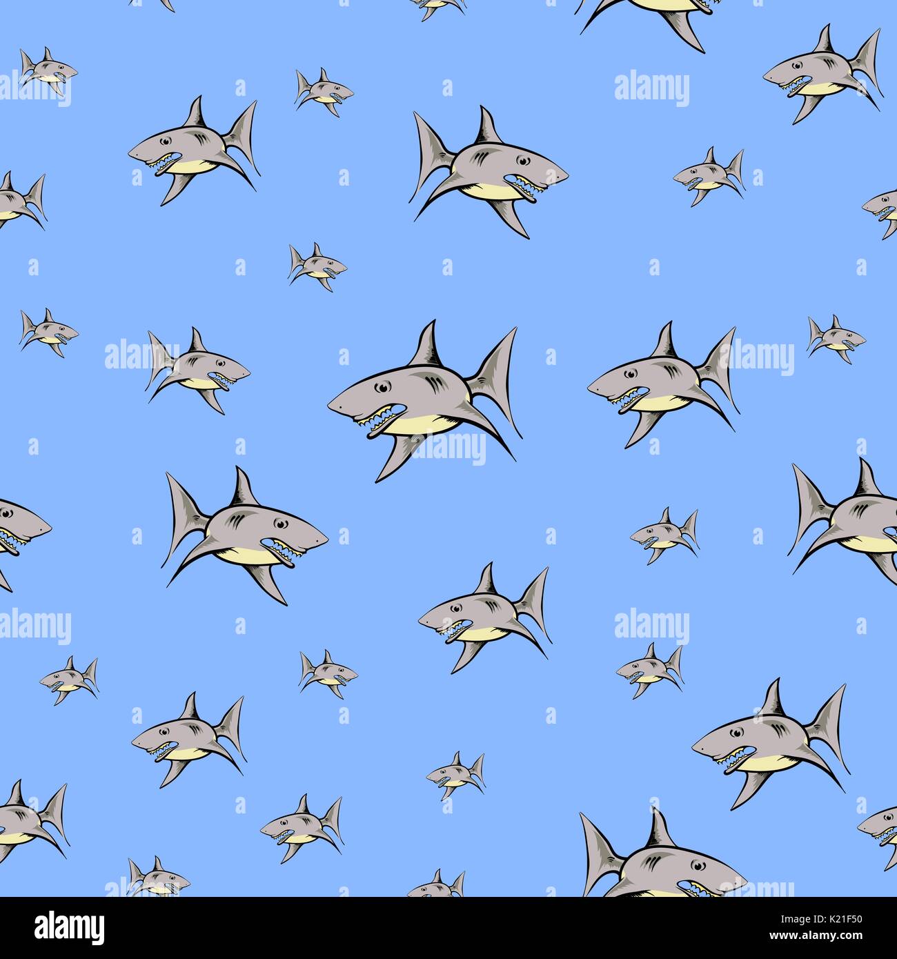 Shark Fish Seamless Pattern Stock Vector Image & Art - Alamy