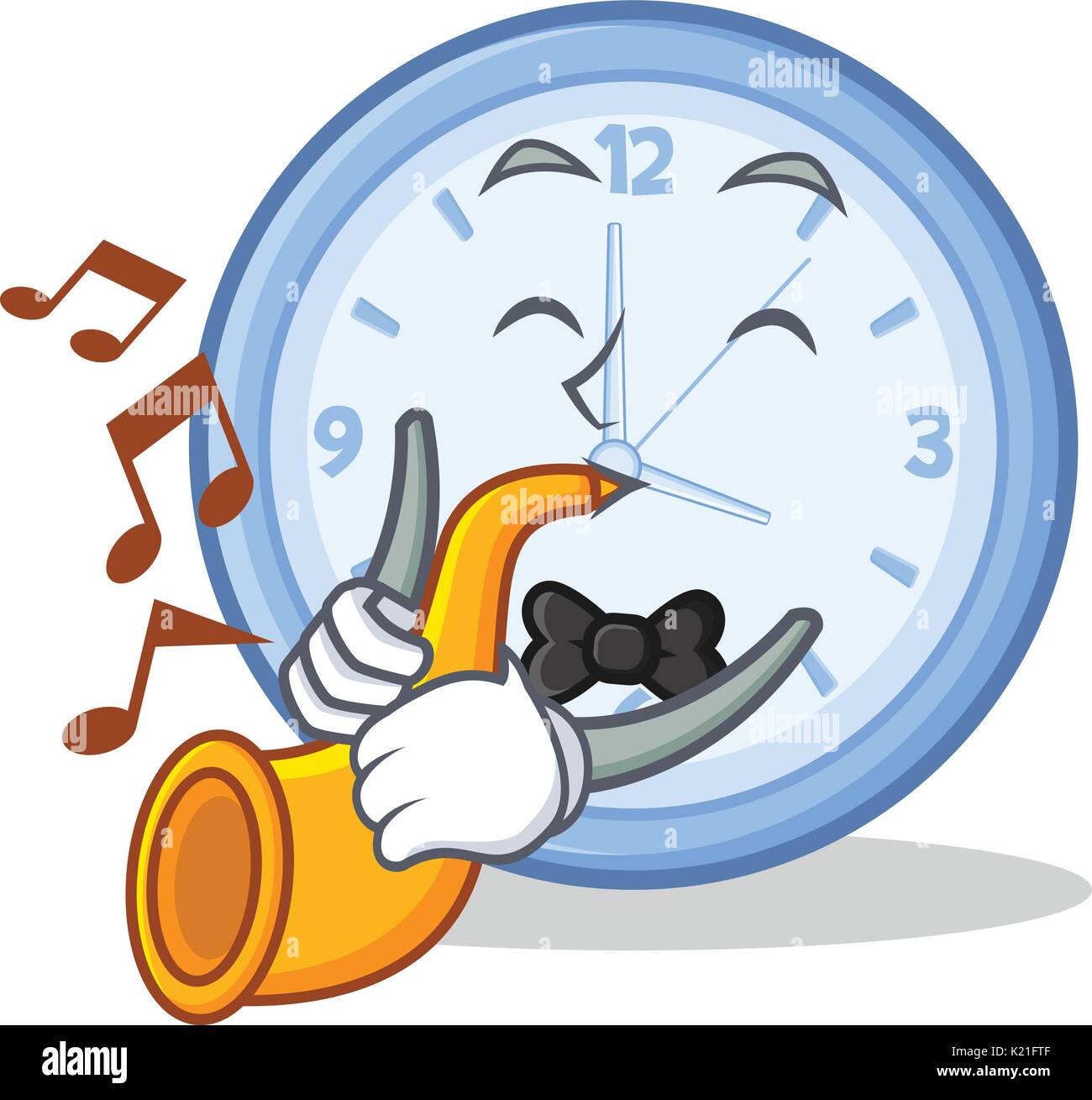 With trumpet clock character cartoon style vector illustration Stock ...