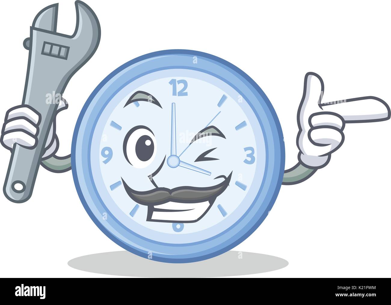 Mechanic clock character cartoon style vector illustration Stock Vector ...