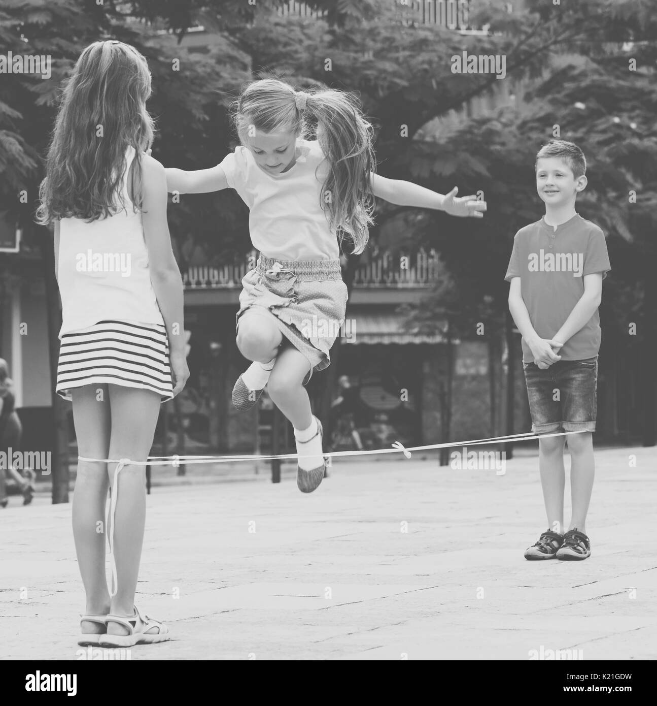 Kids friends laughing Black and White Stock Photos & Images - Alamy
