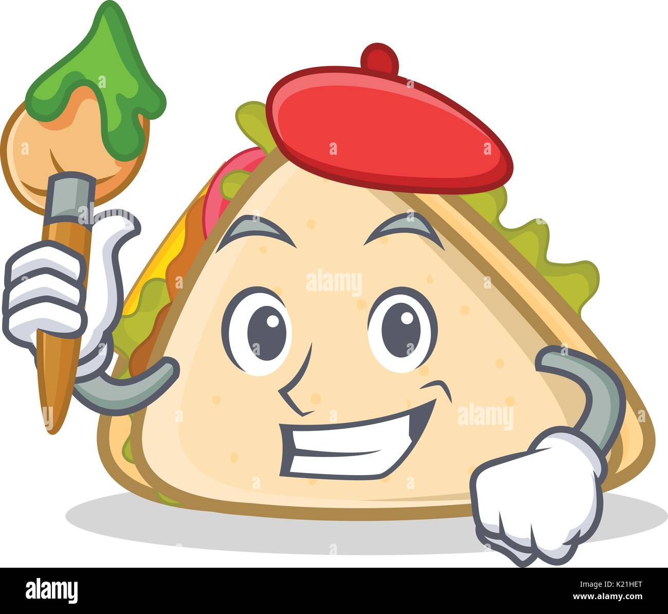 Artist sandwich character cartoon style vector illustration Stock ...