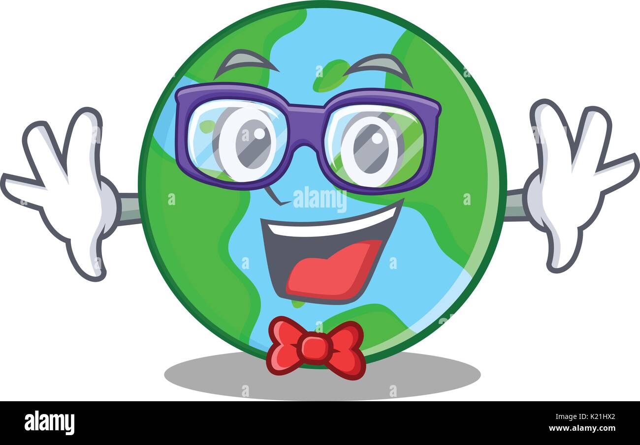 Geek world globe character cartoon vector illustration Stock Vector ...