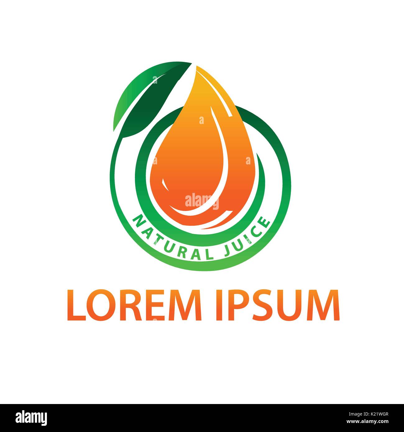 drop of orange juice with leaf, orange juice logo, natural juice logo ...