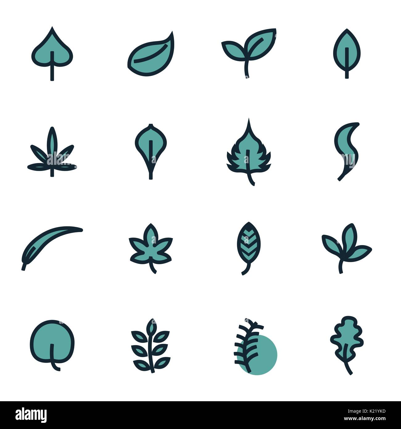 Vector flat leaf icons hi-res stock photography and images - Alamy
