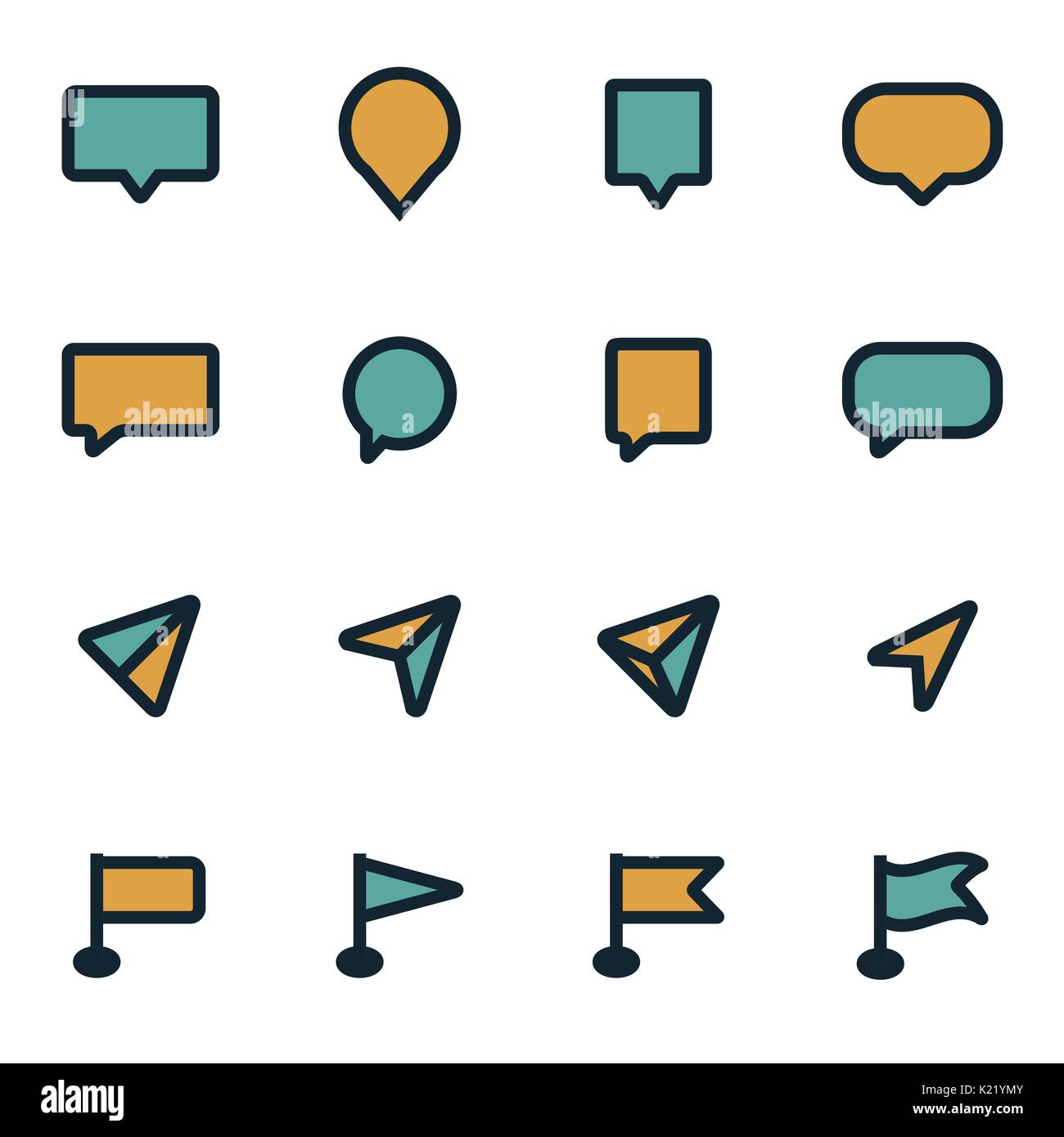 Vector flat map pointer icons set on white background Stock Vector Image & Art - Alamy