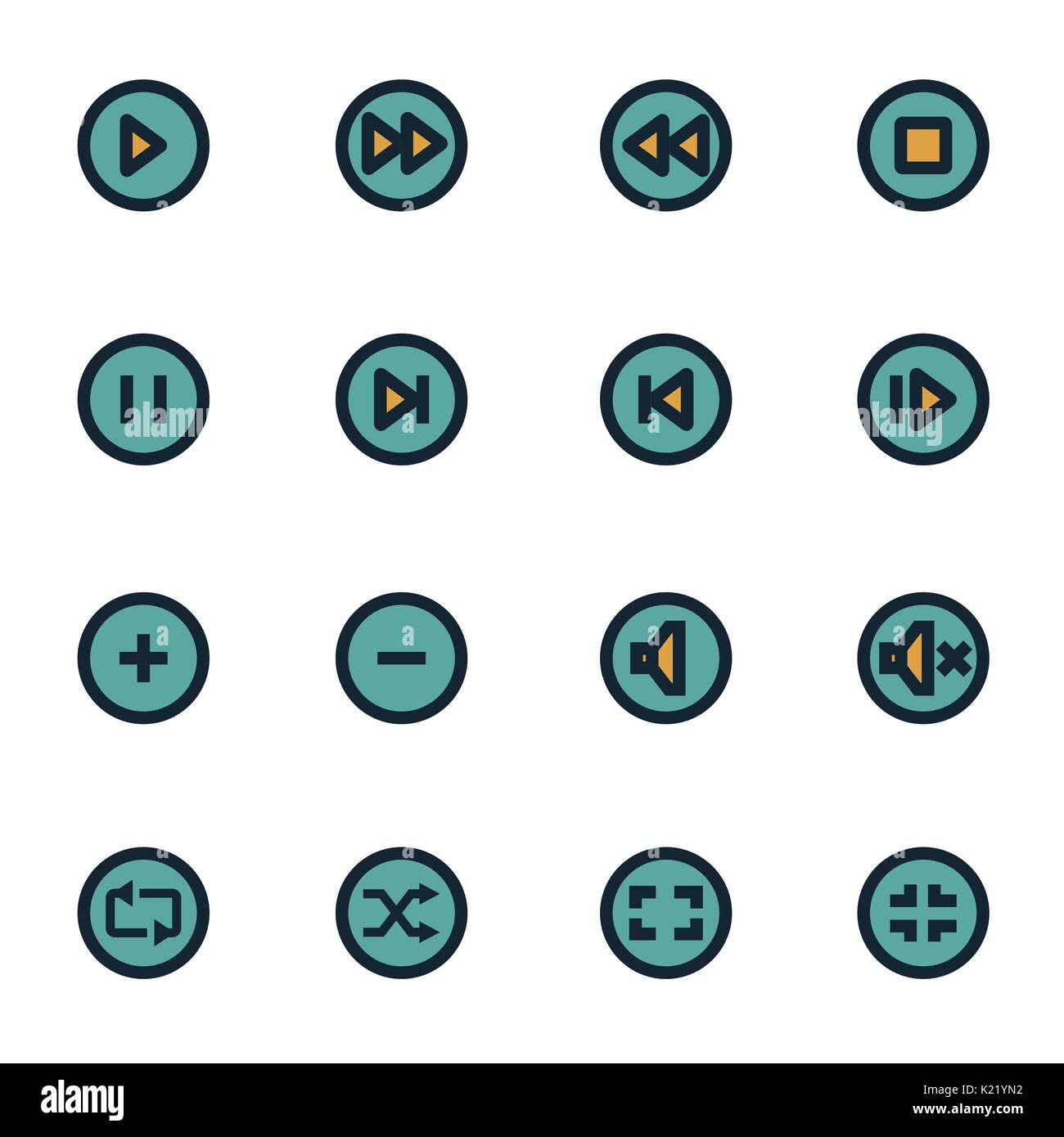 Vector flat media buttons hi-res stock photography and images - Alamy