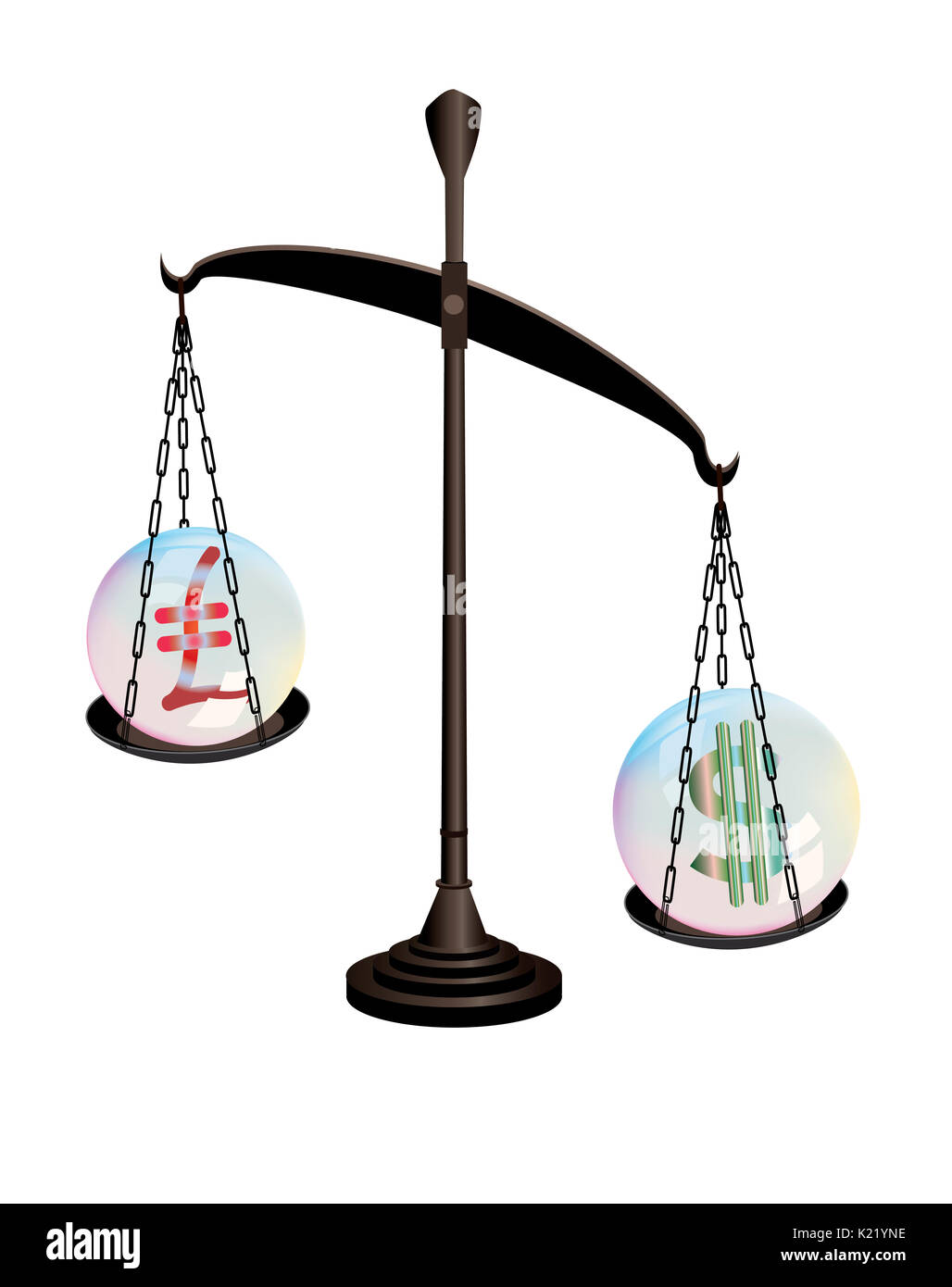 Brass scale on white background Bronze scale with goods on white ...