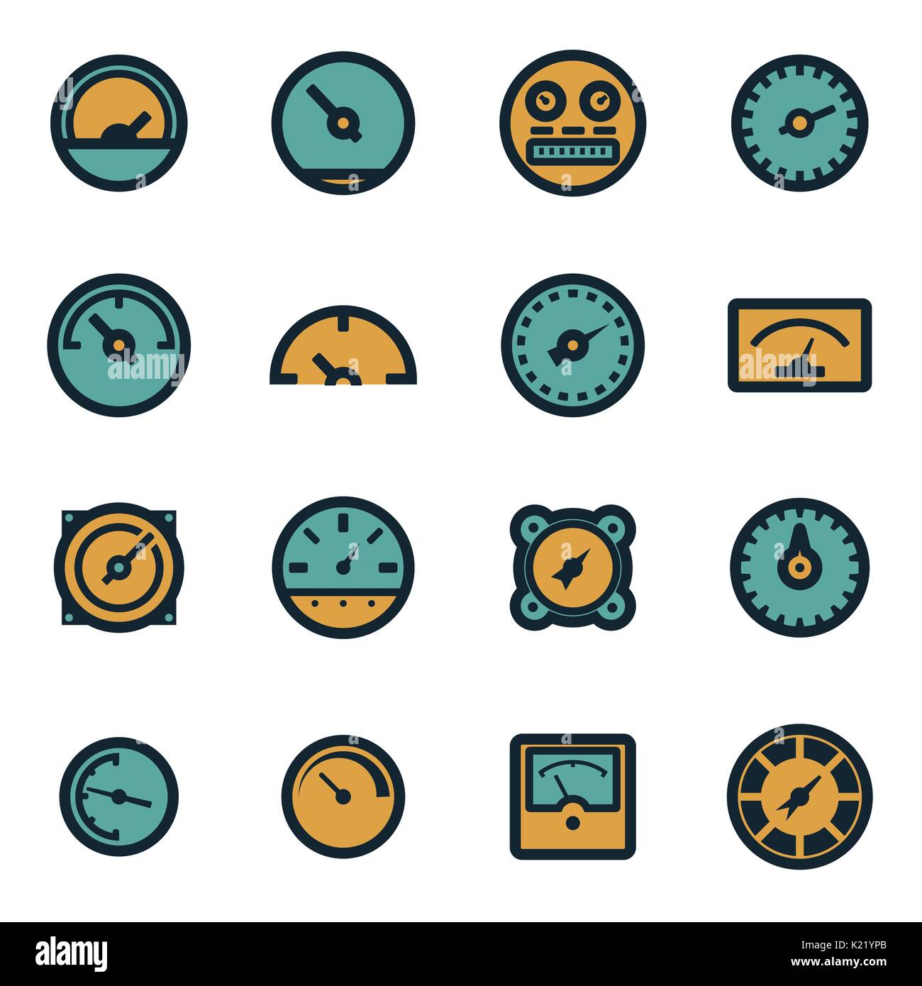 Vector flat meter icons set on white background Stock Vector Image ...