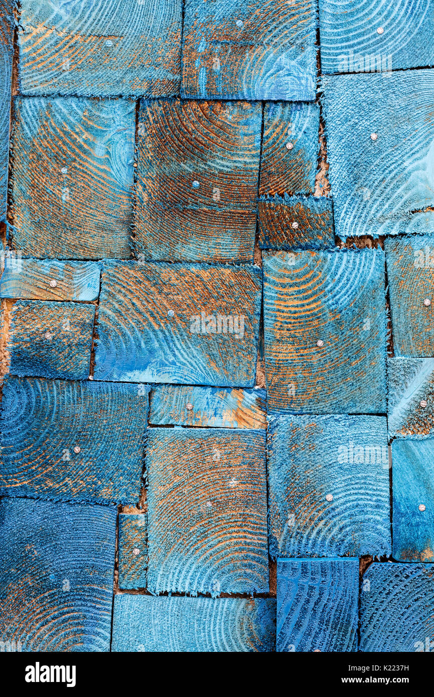 blue wood cross section texture. vintage wooden beam background Stock ...