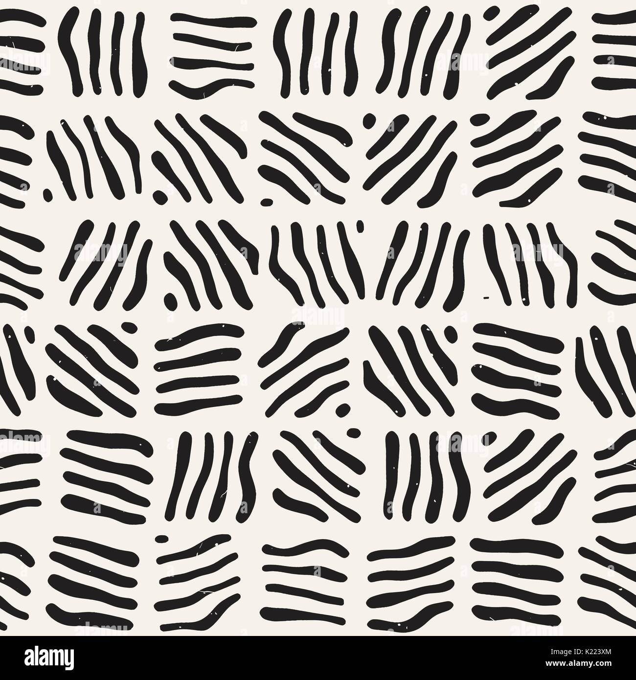 Seamless freehand pattern. Vector abstract rough lines background. Hand ...