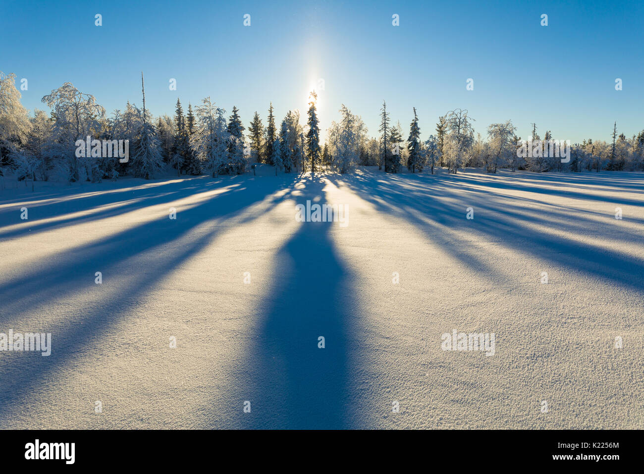 Beautiful Winter landscape in Lapland in Northern Finland Stock Photo ...