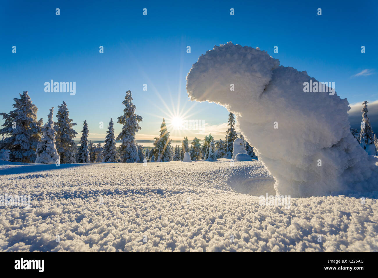Beautiful Winter landscape in Lapland in Northern Finland Stock Photo ...