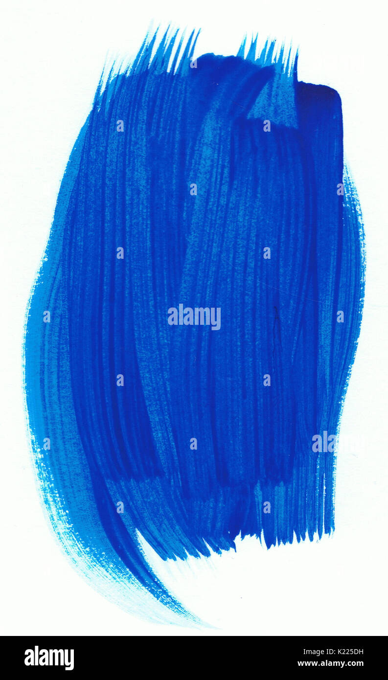 A blue paint dab on a white paper. Artistic element Stock Photo - Alamy