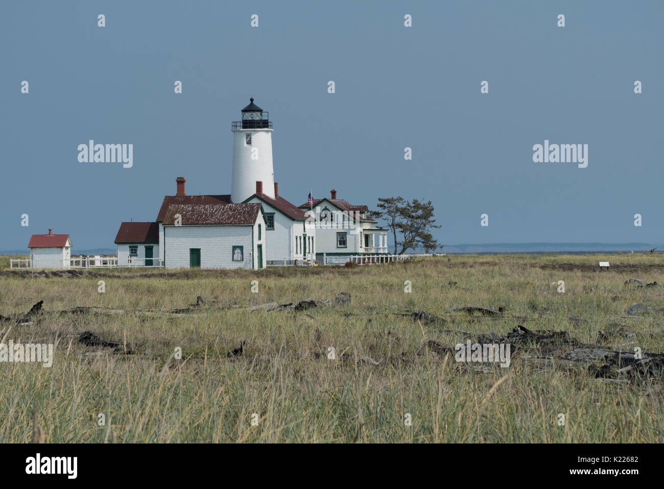 Lighthouse on the end of Dungeness Spit, the longest natural sand spit ...