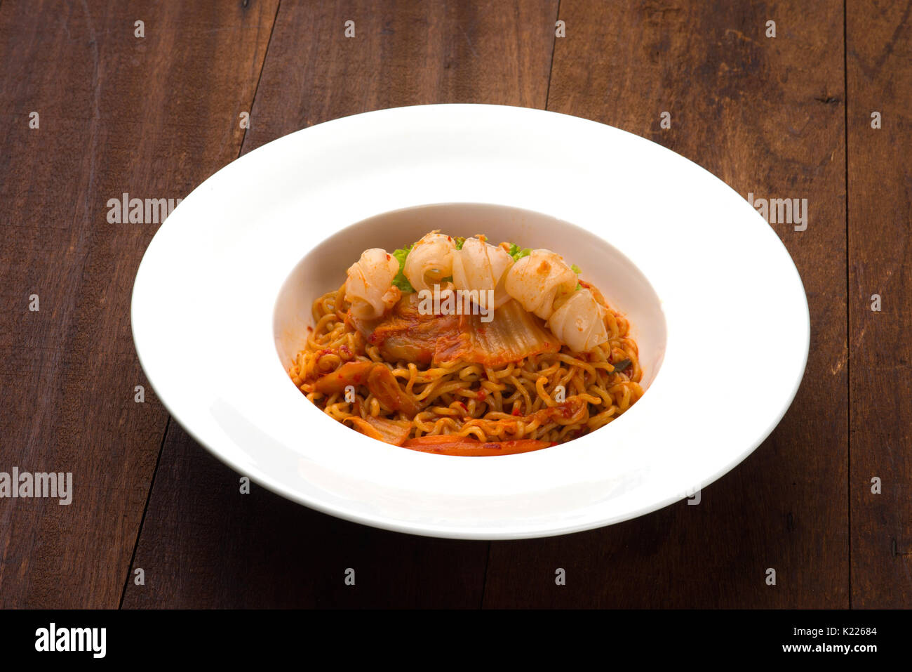 korean kimchi squid ramen Stock Photo - Alamy