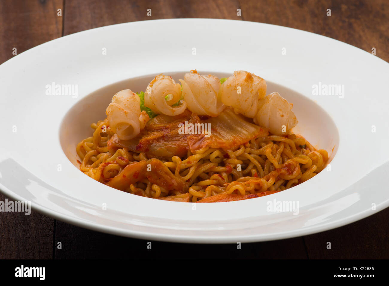 korean kimchi squid ramen Stock Photo - Alamy