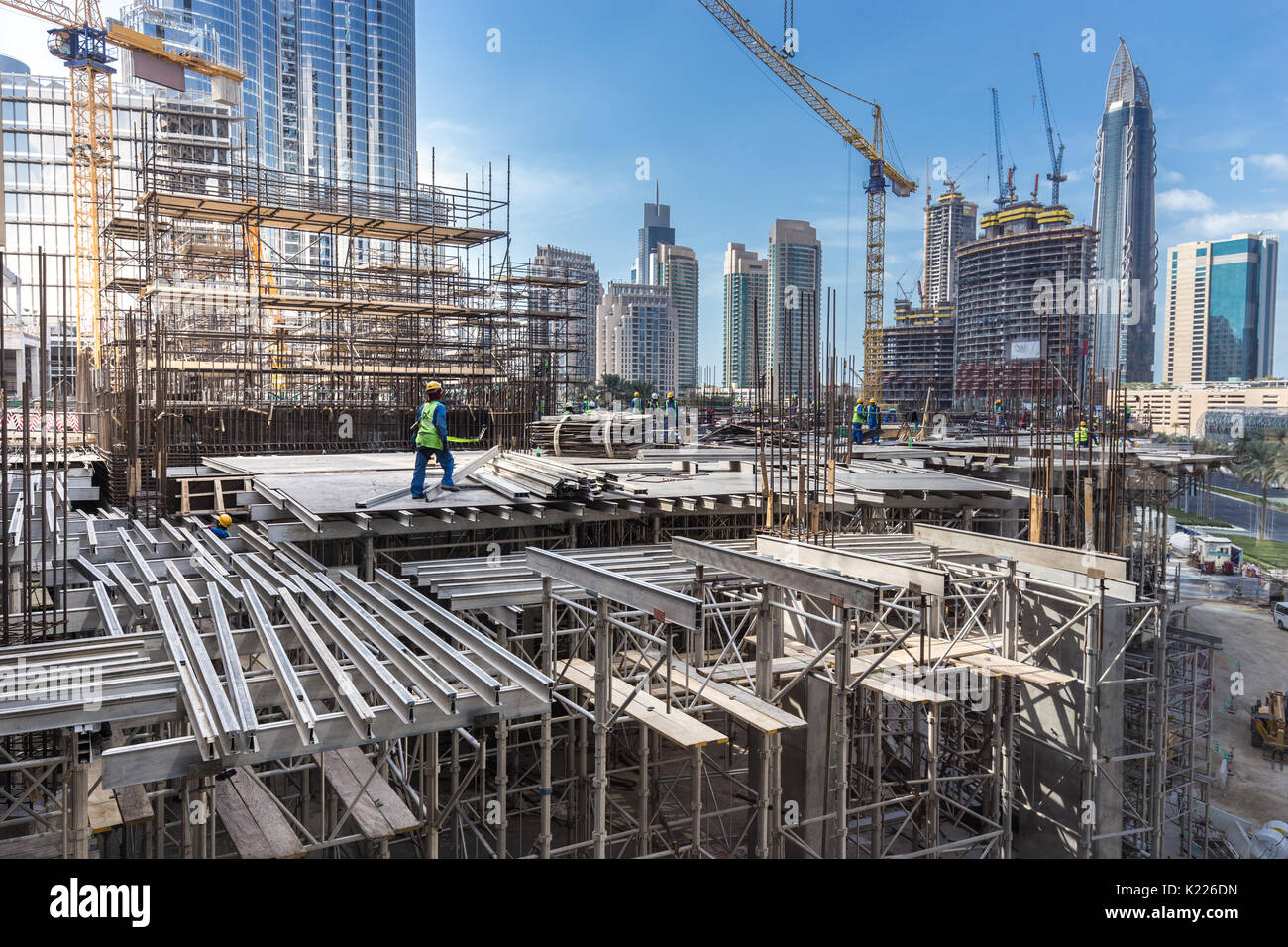 Modern building constraction site works Stock Photo - Alamy
