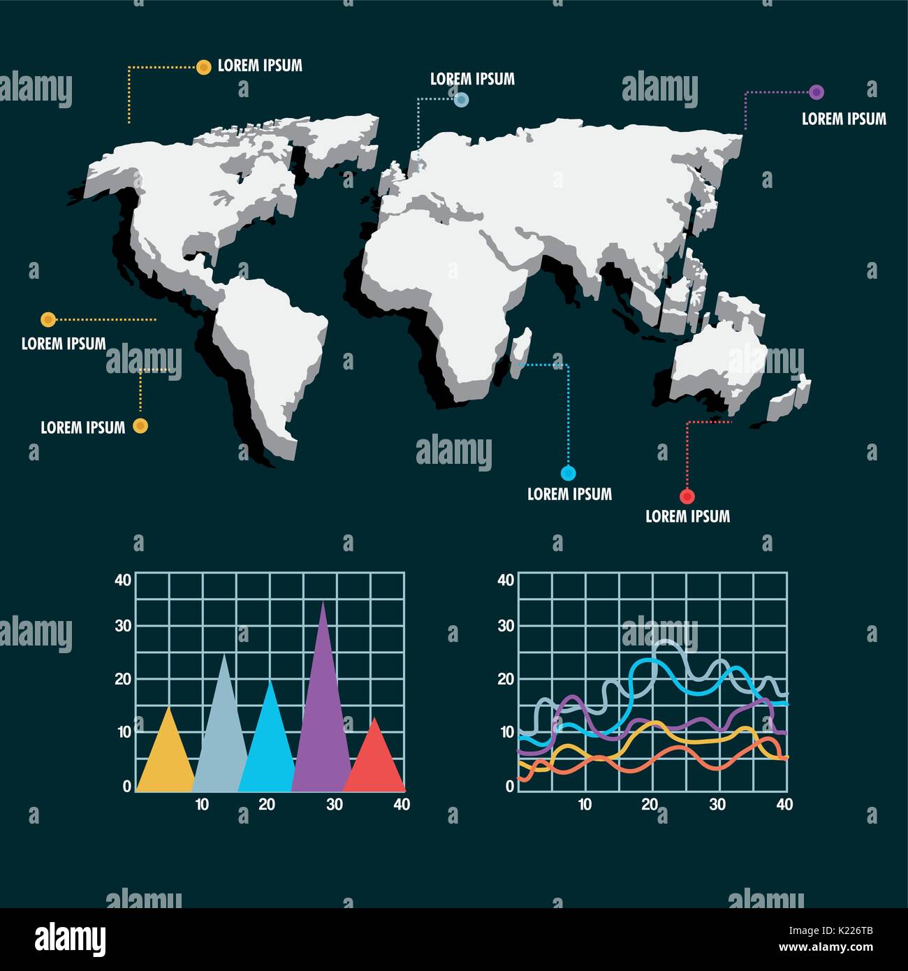 world map infographic information report network Stock Vector Image ...