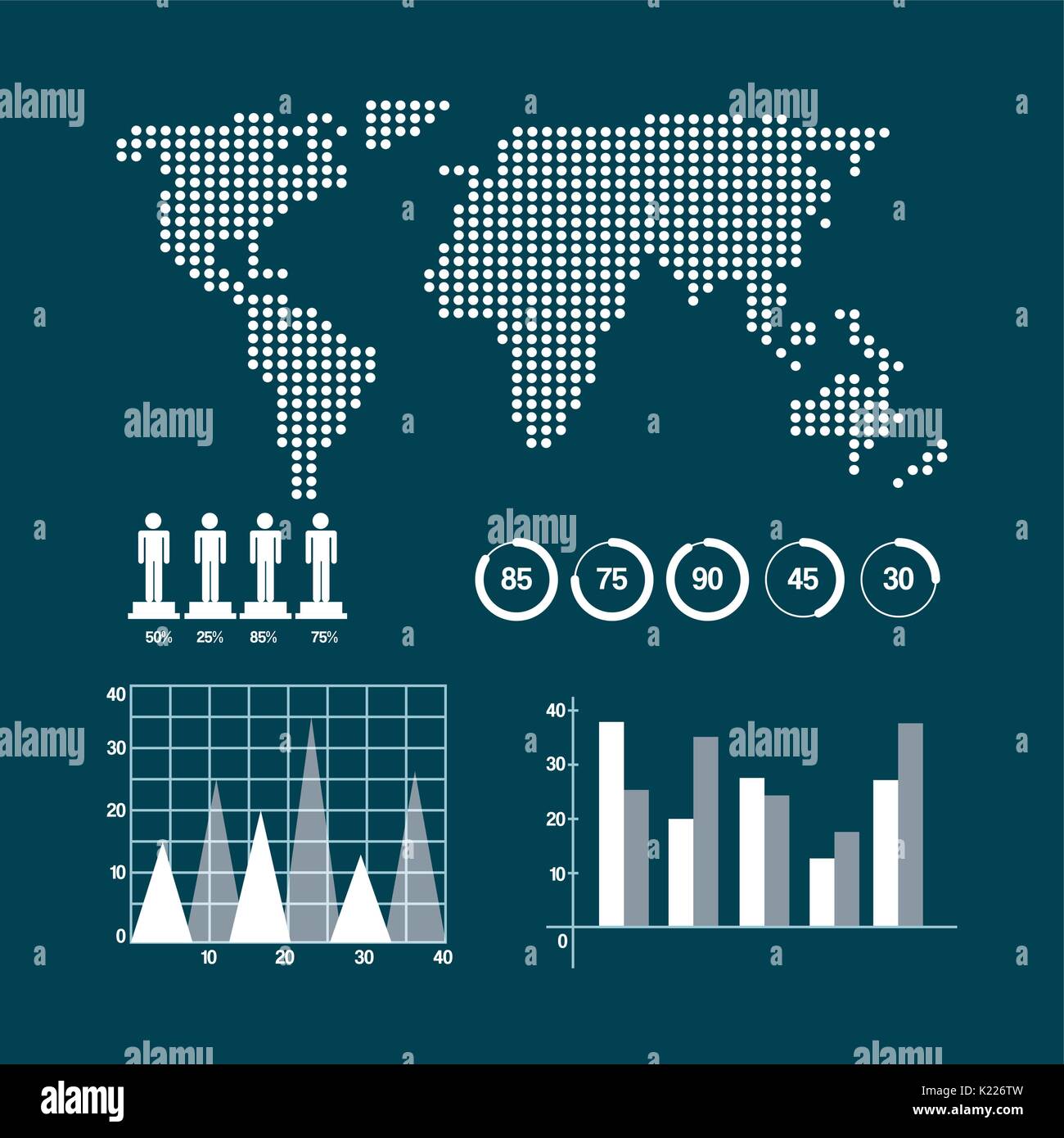 world map infographic demographic statistics presentation Stock Vector ...
