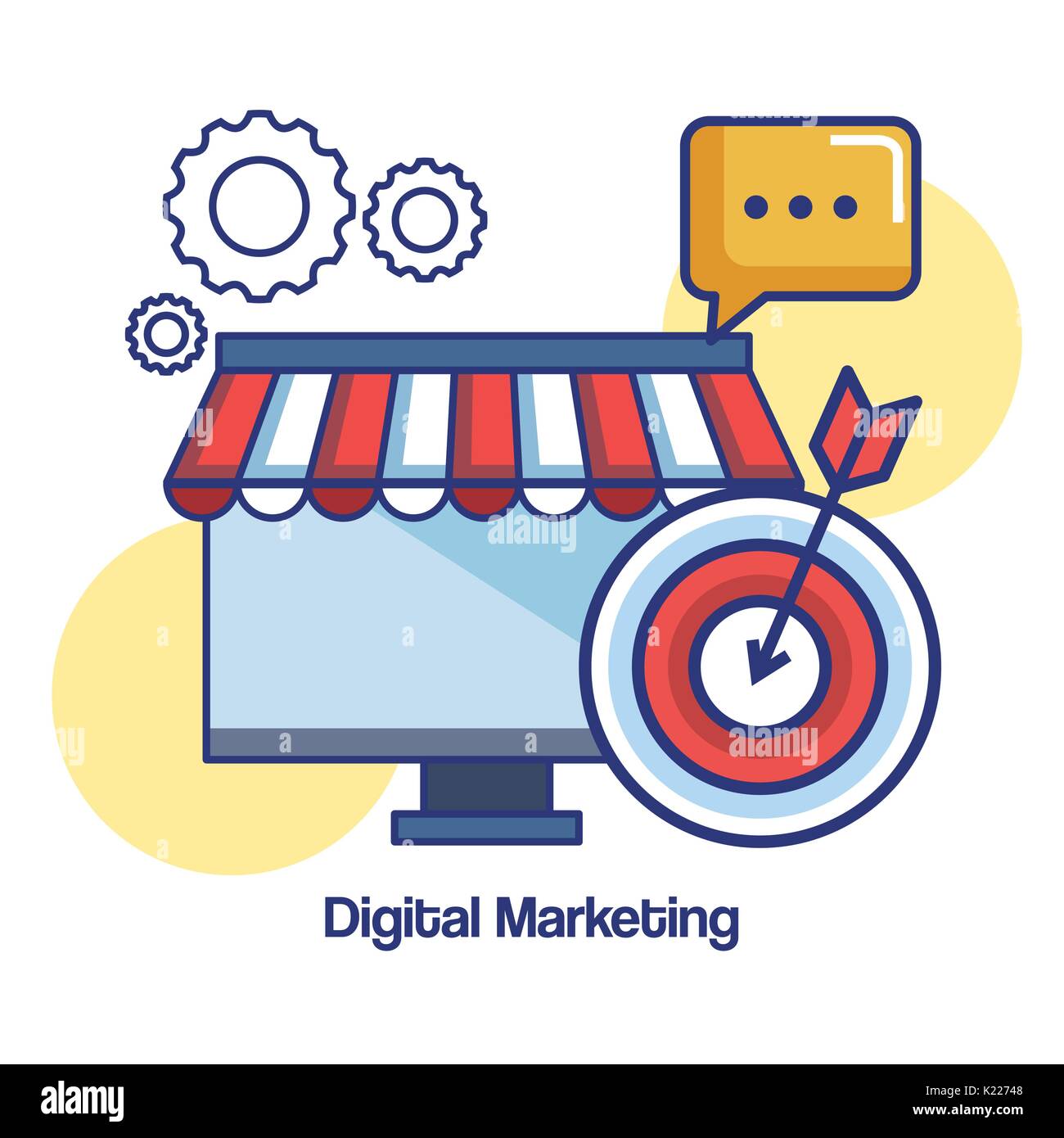 digital marketing computer target message shop strategy Stock Vector ...