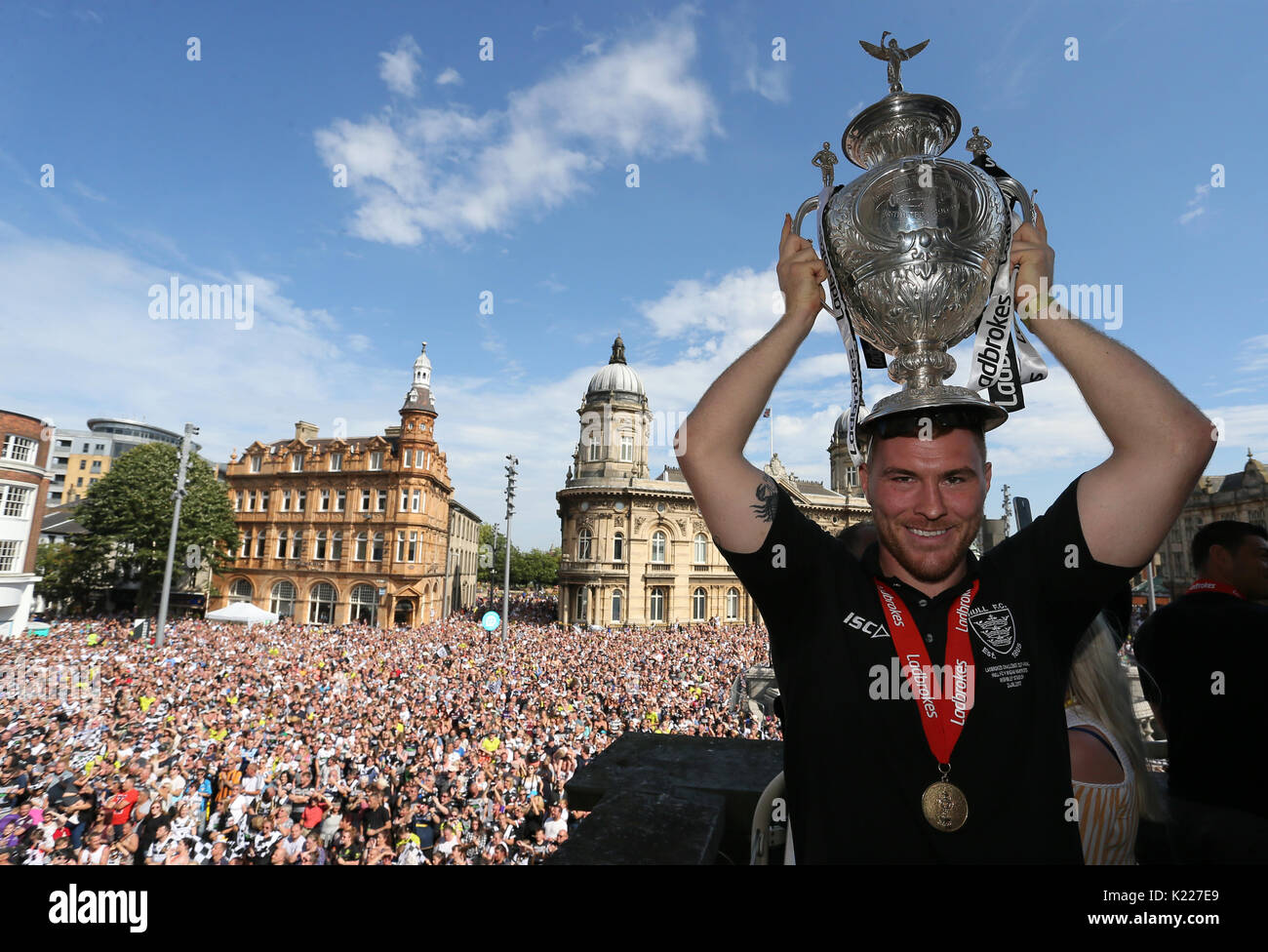 Hull FC's Scott Taylor poses with The Ladbrokes Challenge Cup during ...