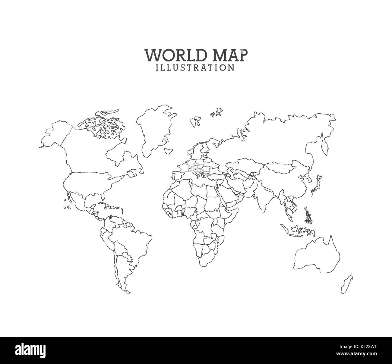 Black And White World Map Flat
