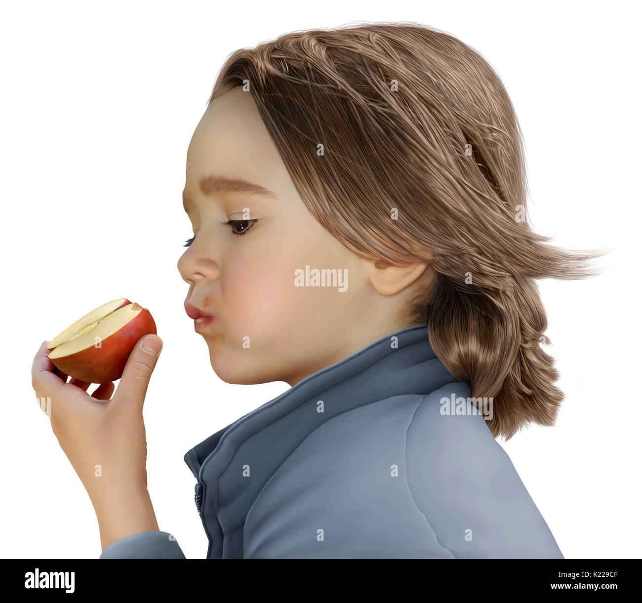 A kid eating an apple as a healthy snack Stock Photo - Alamy