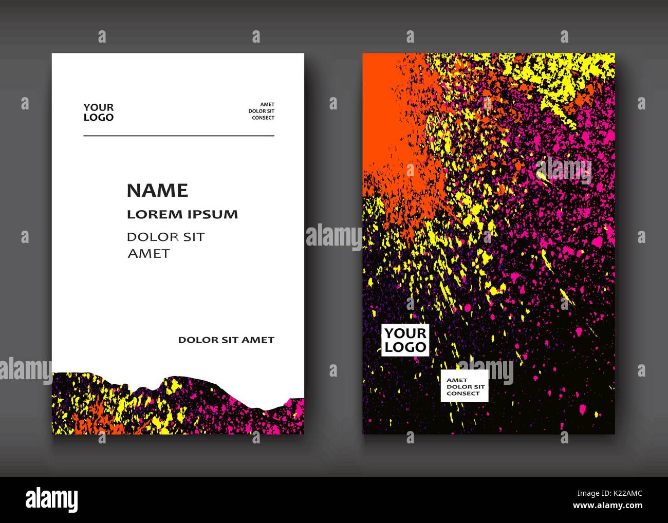 Neon Watercolor explosion shape artistic covers design set. Decorative ...