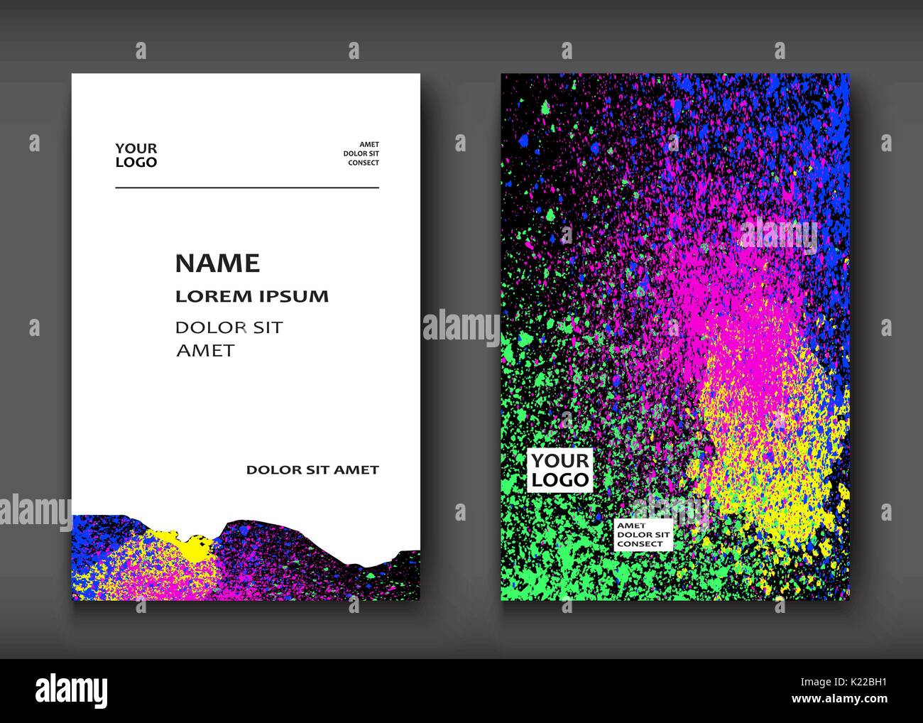 Neon Watercolor explosion shape artistic covers design set. Decorative ...