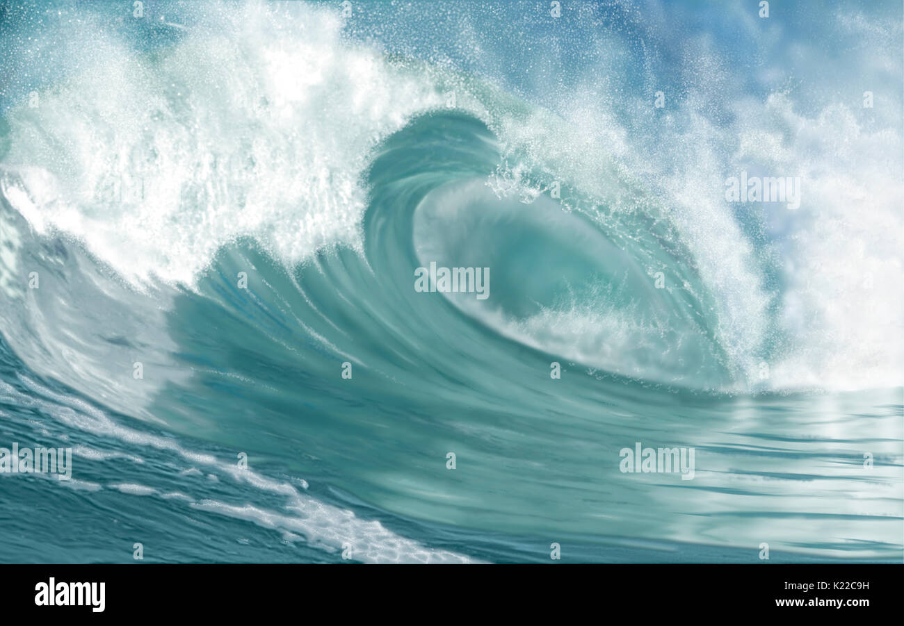 The wind blows on the ocean and puts its surface in motion—a steady up ...