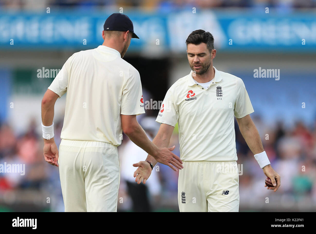 England's Stuart Broad (left) and James Anderson during day four of the ...