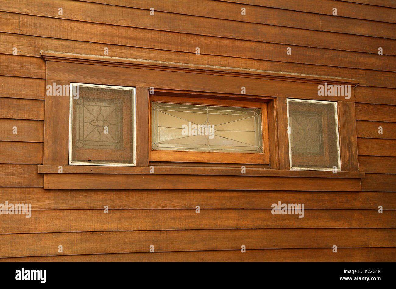 Craftsman window and wood siding Stock Photo - Alamy