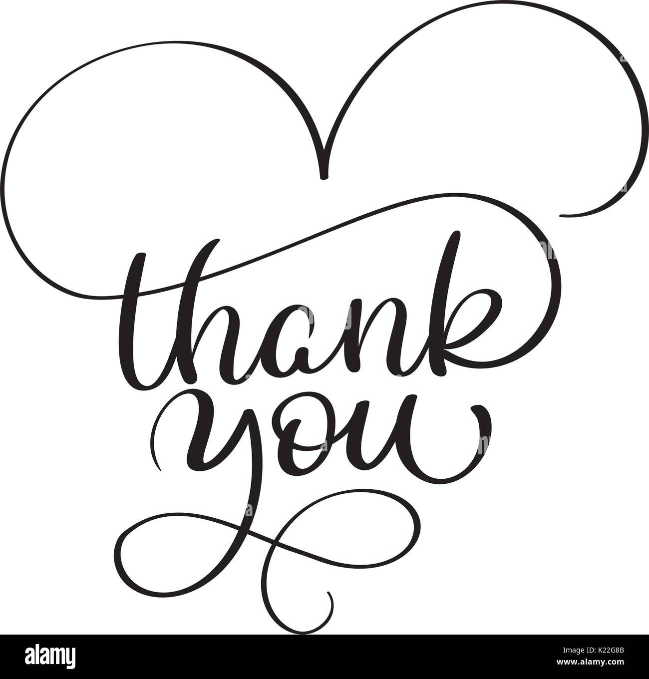 thank you text on white background. Hand drawn Calligraphy lettering ...