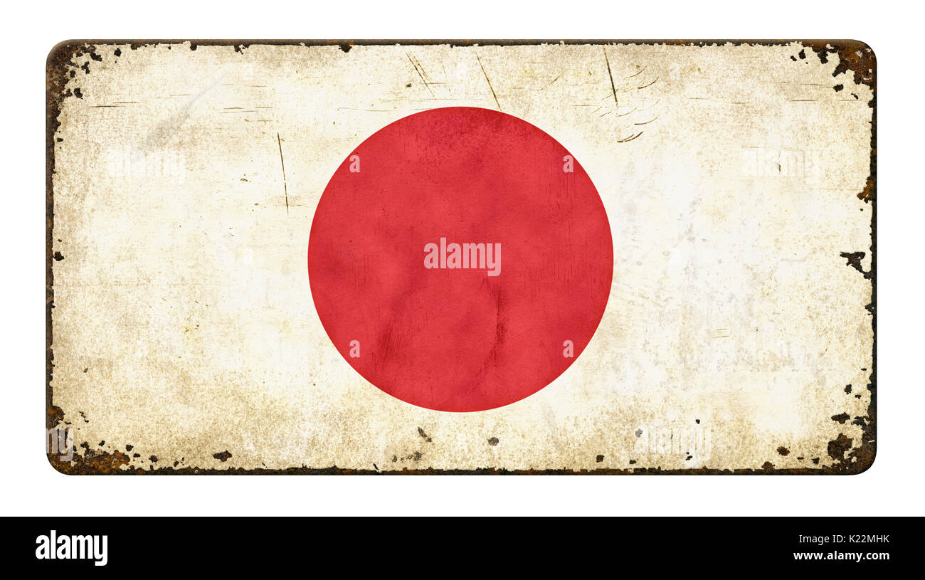 Vintage metal sign on a white background - Flag of Japan Stock Photo ...