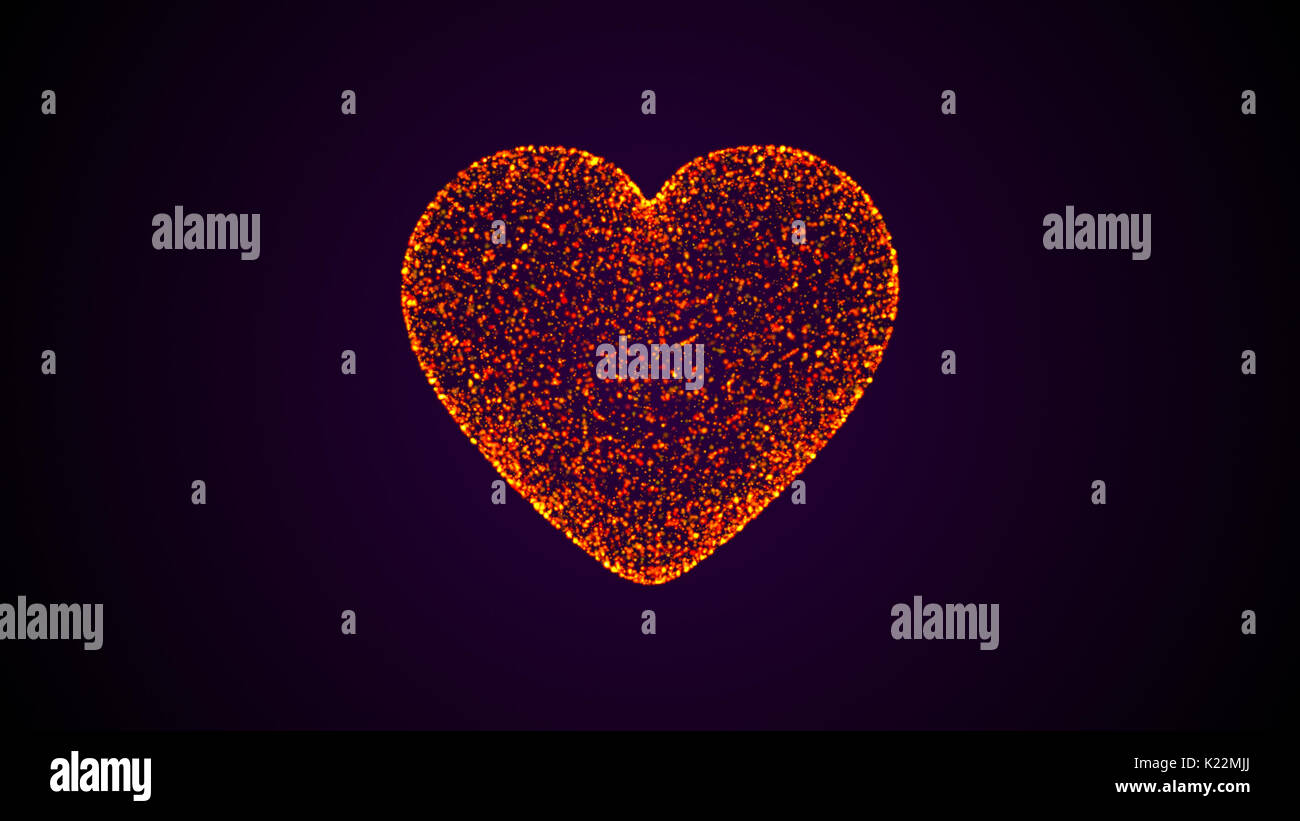 Abstract background of a heart made up of particles. Digital backdrop ...