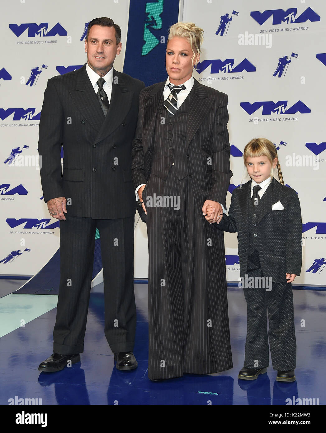 Carey Hart, Pink and Willow Hart attending the MTV Video Music Awards ...