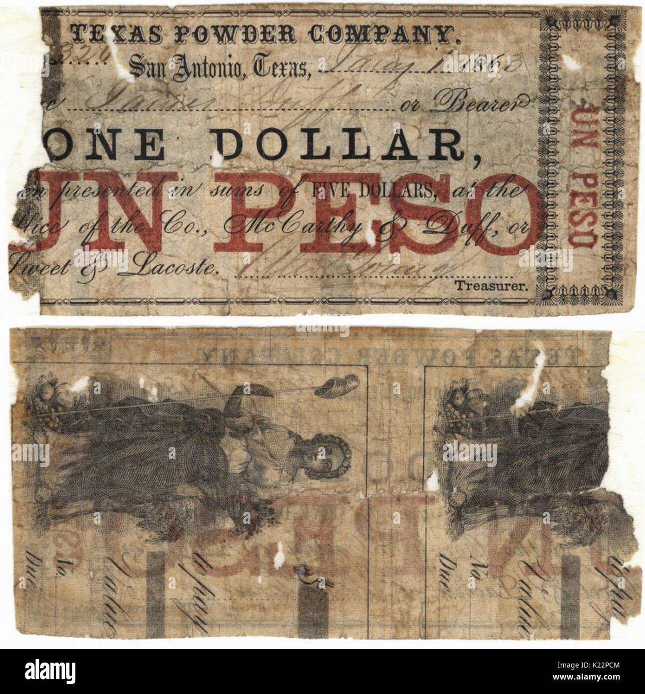 Texas Powder Company $1.00 (one dollar) private scrip Stock Photo - Alamy