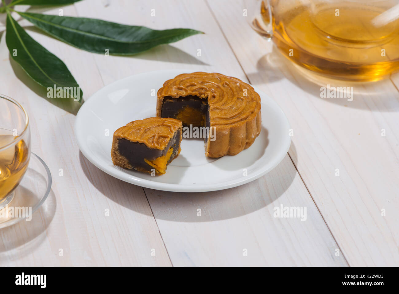 Retro vintage style Chinese mid autumn festival foods. Traditional ...