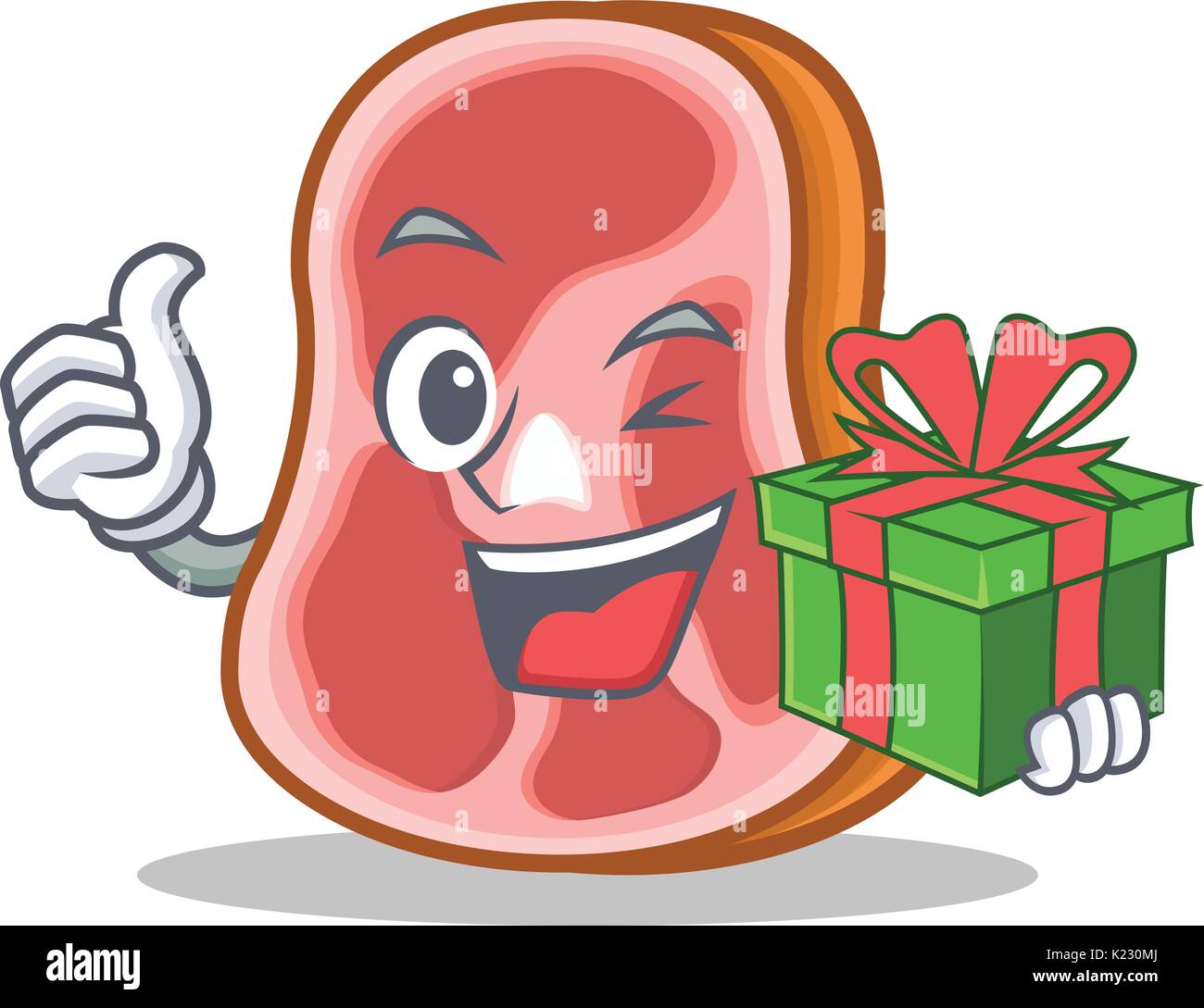 Gift meat character cartoon food vector illustration Stock Vector Image ...