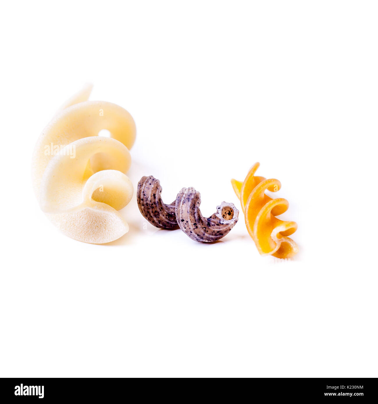 three different kinds of pasta screws Stock Photo - Alamy