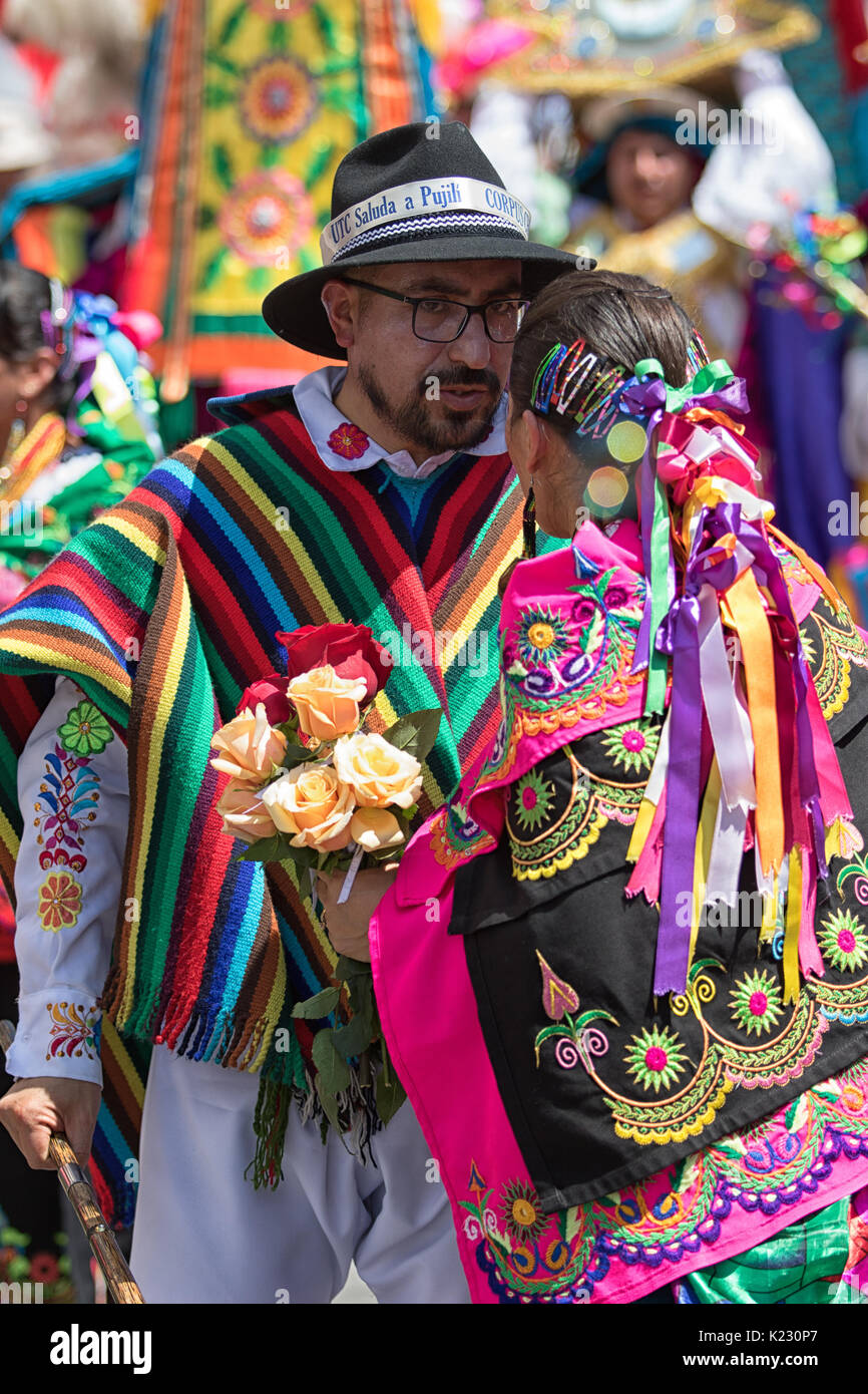 June 17, 2017 Pujili, Ecuador: indigenous kichwa man and woman in ...