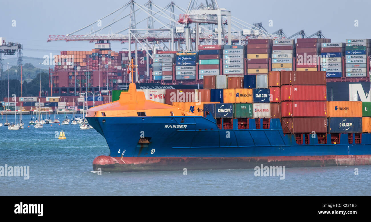 SOUTHAMPTON, UK - AUGUST 22, 2017: Ranger Container Ship leaving ...