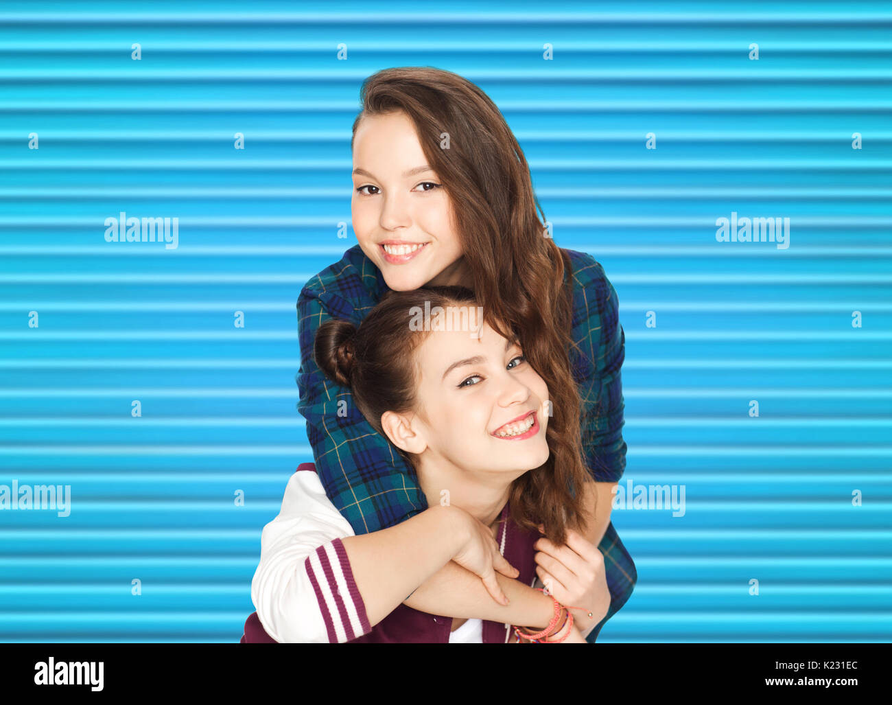 Smiling hugging cute girls best hi-res stock photography and images - Alamy