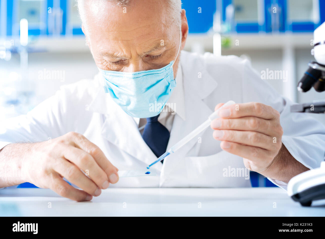 Very attentive scientist working at the lab Stock Photo - Alamy