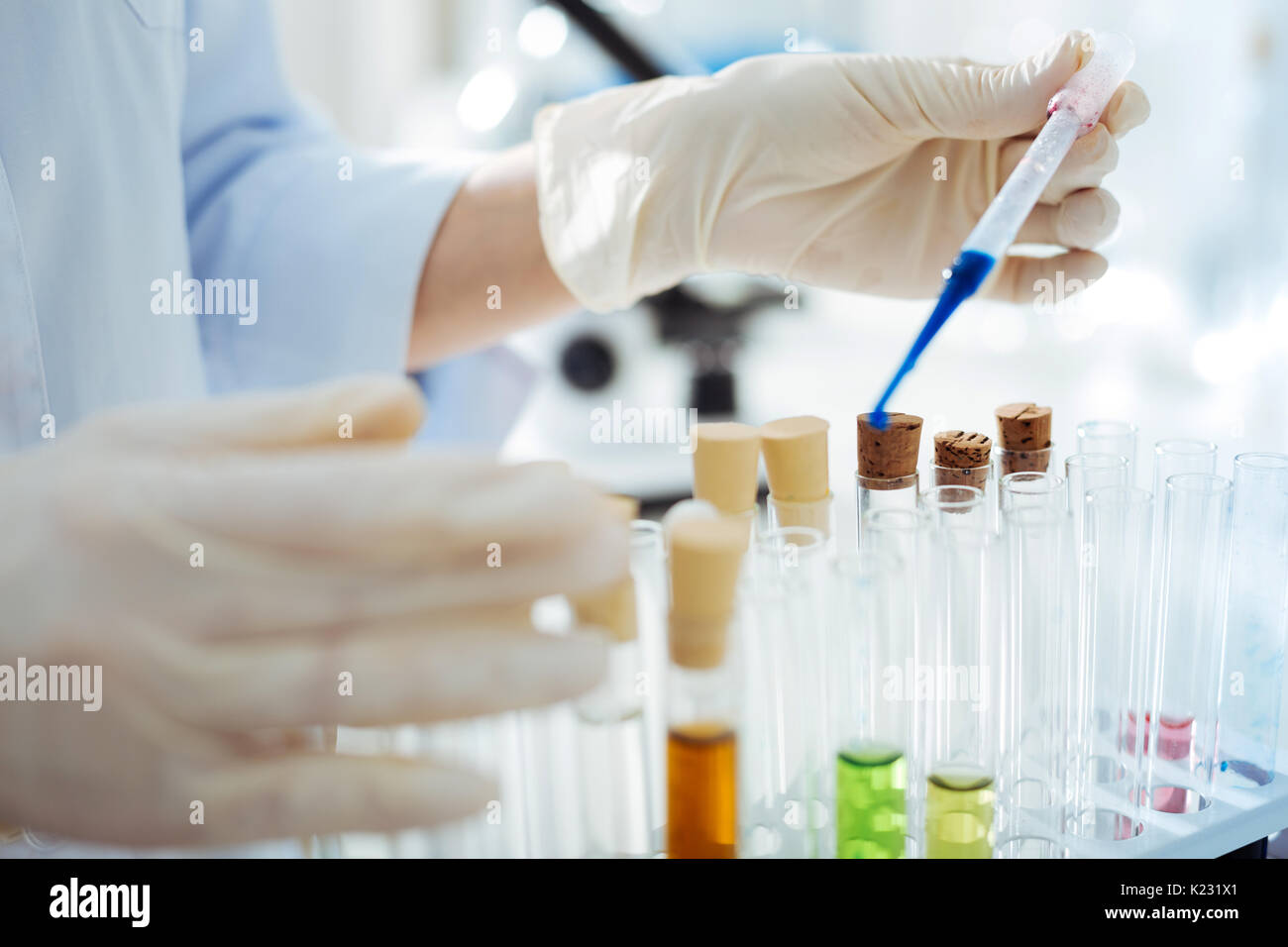Close up of plastic pipette that being used in experiment Stock Photo ...
