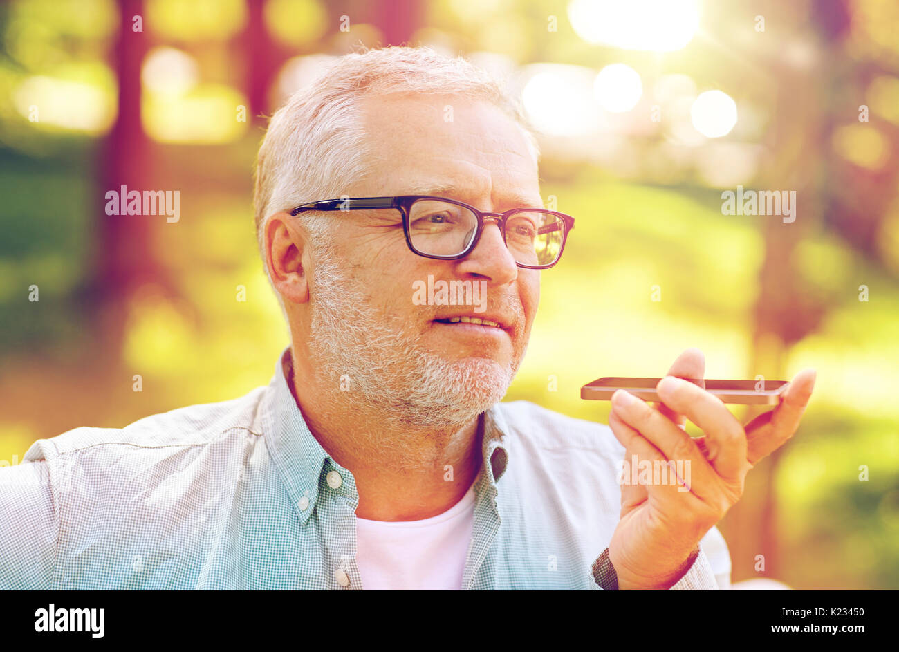 Elderly recording hi-res stock photography and images - Alamy