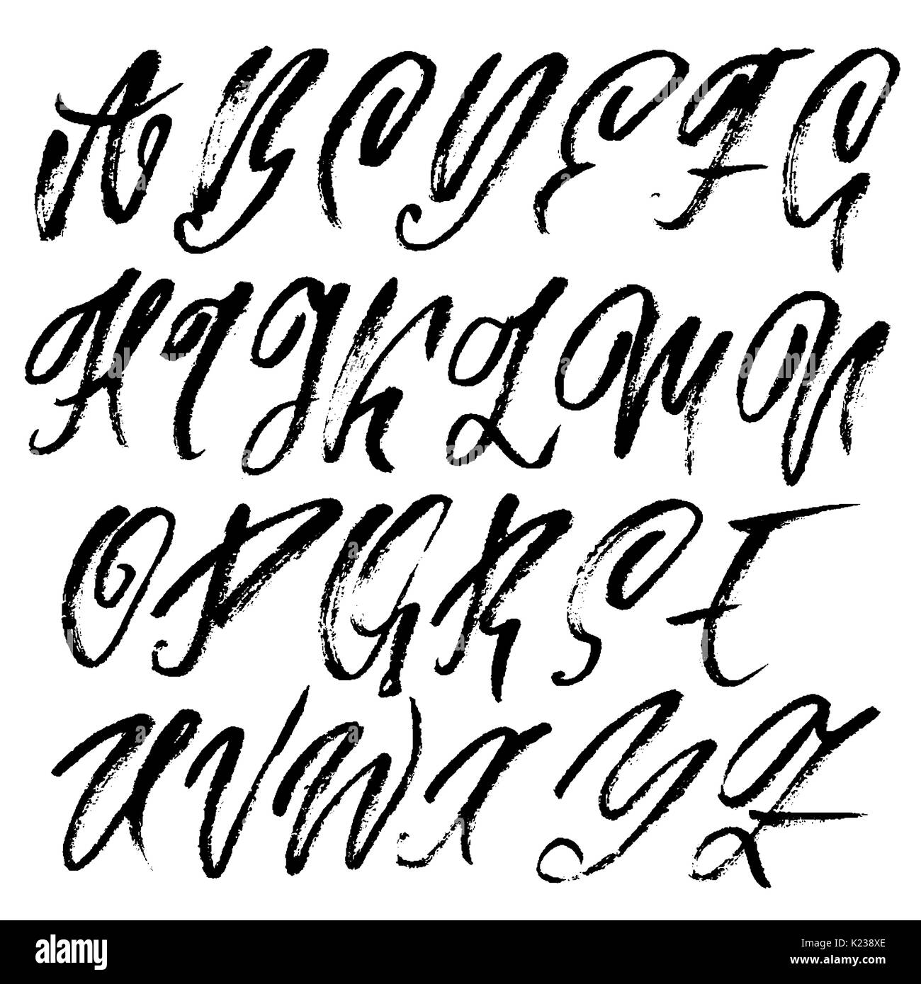 Hand drawn elegant calligraphy font. Modern brush lettering. Grunge ...